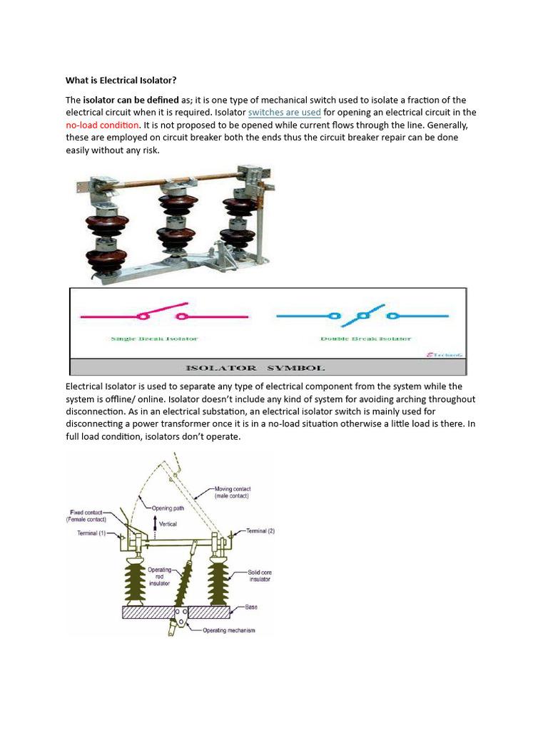 Isolator and Contactor | PDF | Relay | Electric Motor