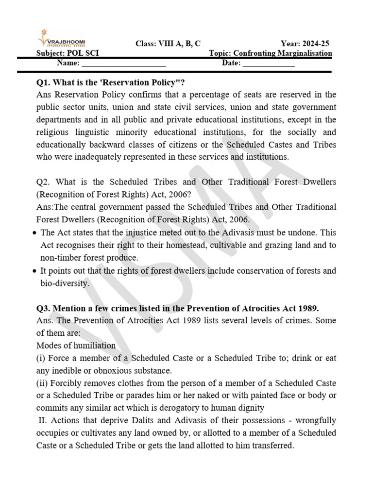 CH 7-Confronting Marginalisation Final | PDF | Dalit