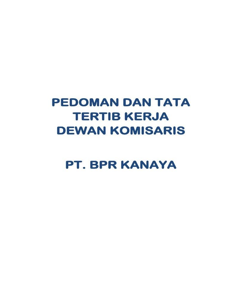 Pedoman Dan Tata Tertib Kerja Dewan Komisaris Kanaya | PDF