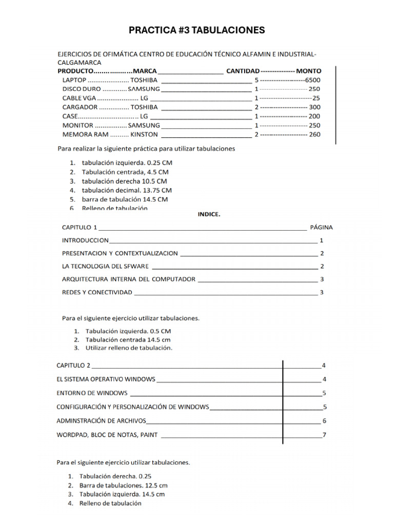 Practica #3 Tabulaciones | PDF