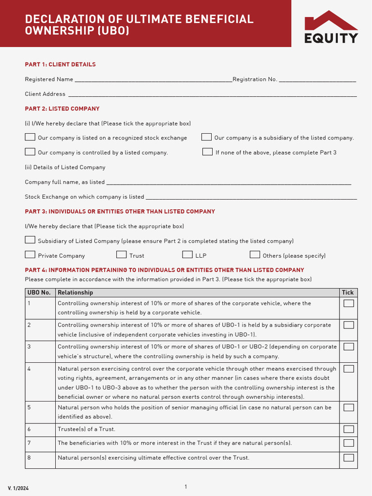UBO Declaration Form | PDF | Companies | Ownership