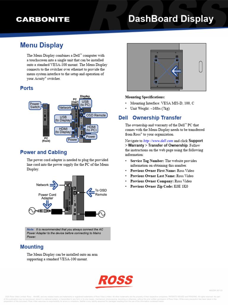 DashBoard Display Setup (4802DR 307 03) | PDF | Hdmi | Usb