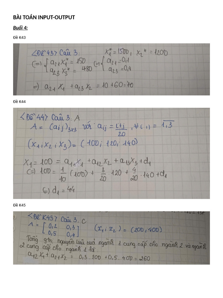 Bài tập input-output | PDF
