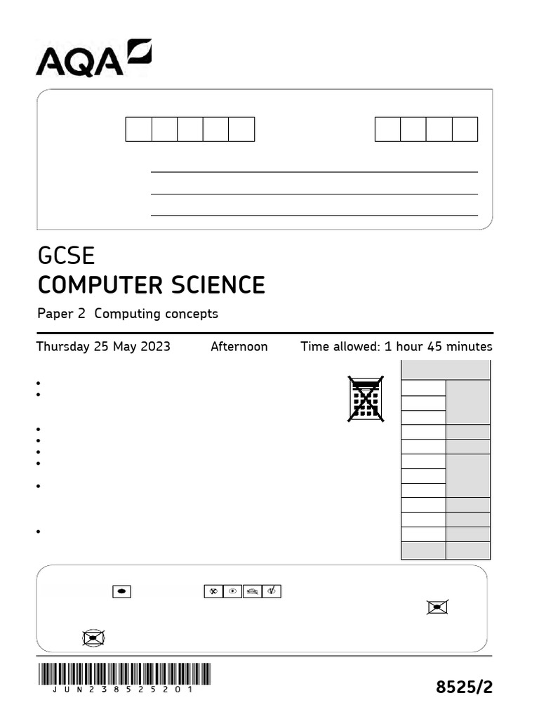 June 2023 QP - Paper 2 AQA Computer Science GCSE | PDF | Computer Data Storage | Computer Network