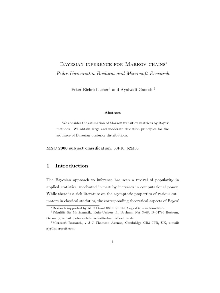 Markov Bayes Ldp | PDF | Markov Chain | Bayesian Inference