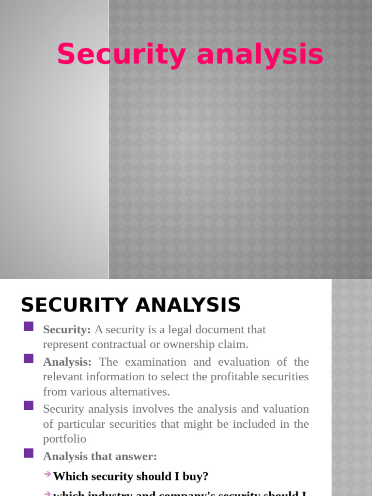 Security Analysis and Valuation Guide | PDF | Technical Analysis ...