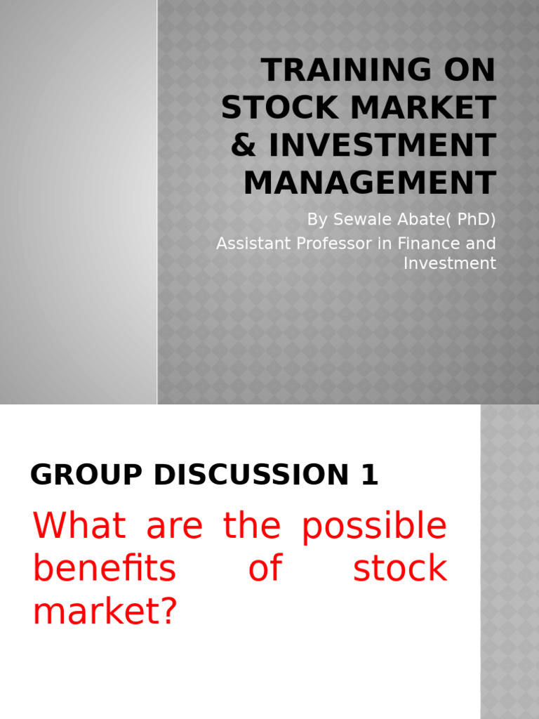 Training On Stock Market Part 2 | PDF | Securities (Finance) | Investing