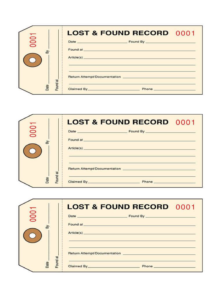 Lost and Found Tag | PDF