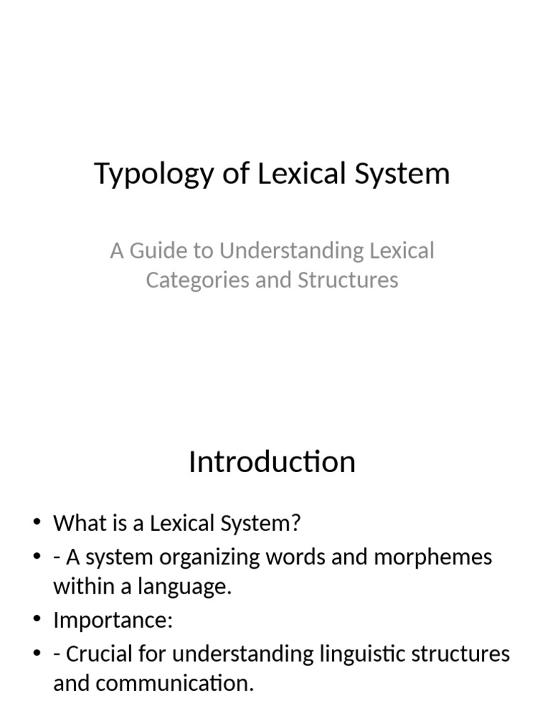 Typology of Lexical System | PDF