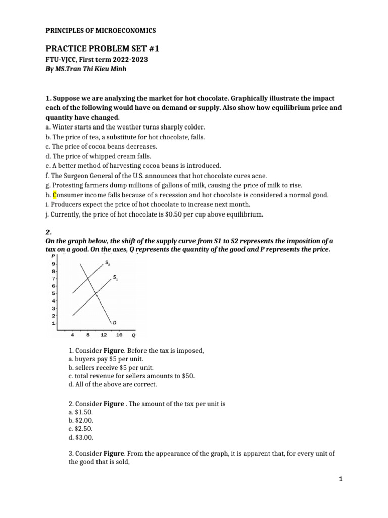 KTEE201- Practice Problem Set#1 | PDF | Demand | Taxes