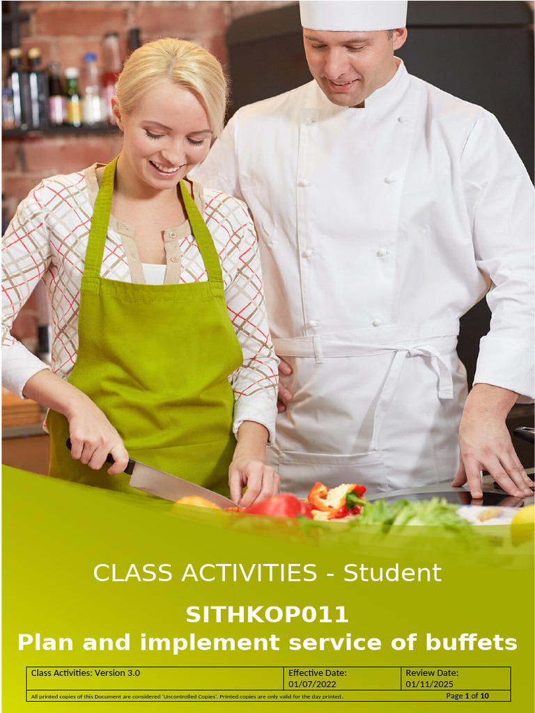 SITHKOP011 Class Activity Book - Student | PDF | Tableware | Buffet