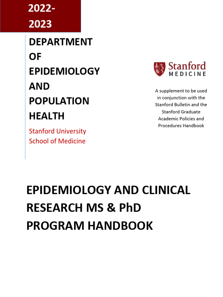 Stanford Epidemiology Program Handbook | PDF | Thesis | Epidemiology