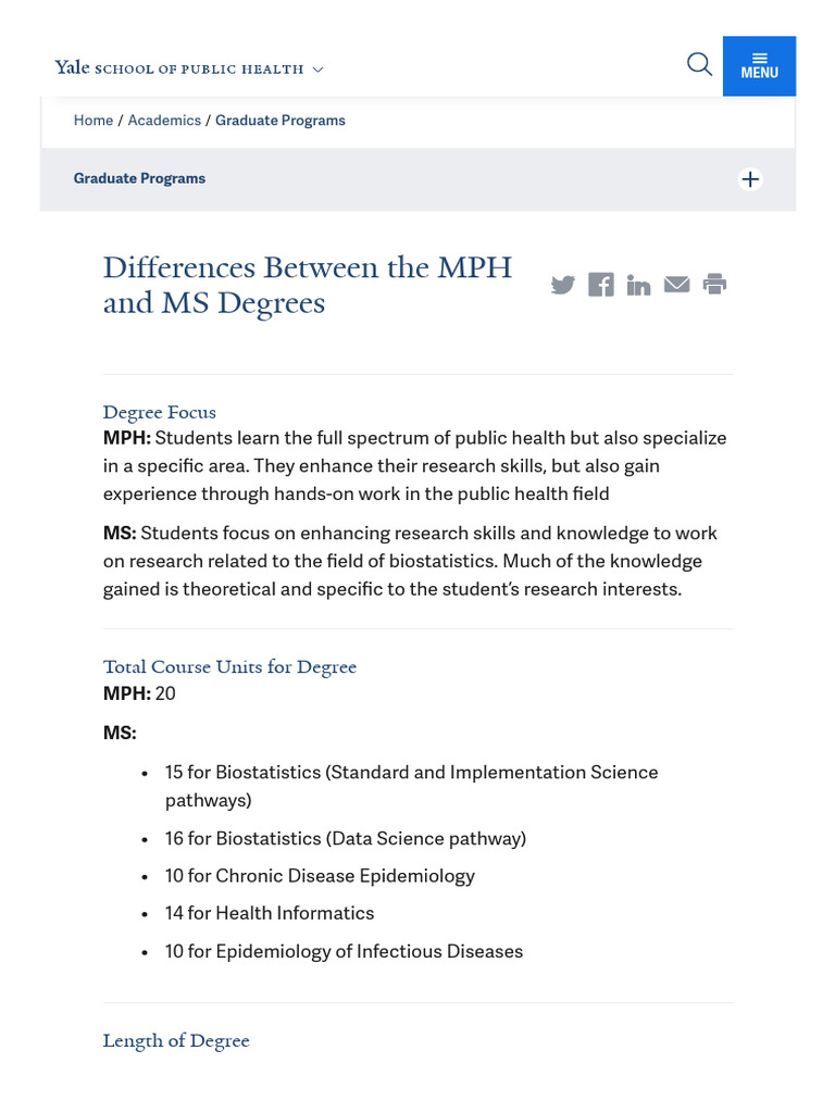 Differences Between MPH and MS Degrees_ Yale School of Public Health.PDF | PDF | Public Health ...