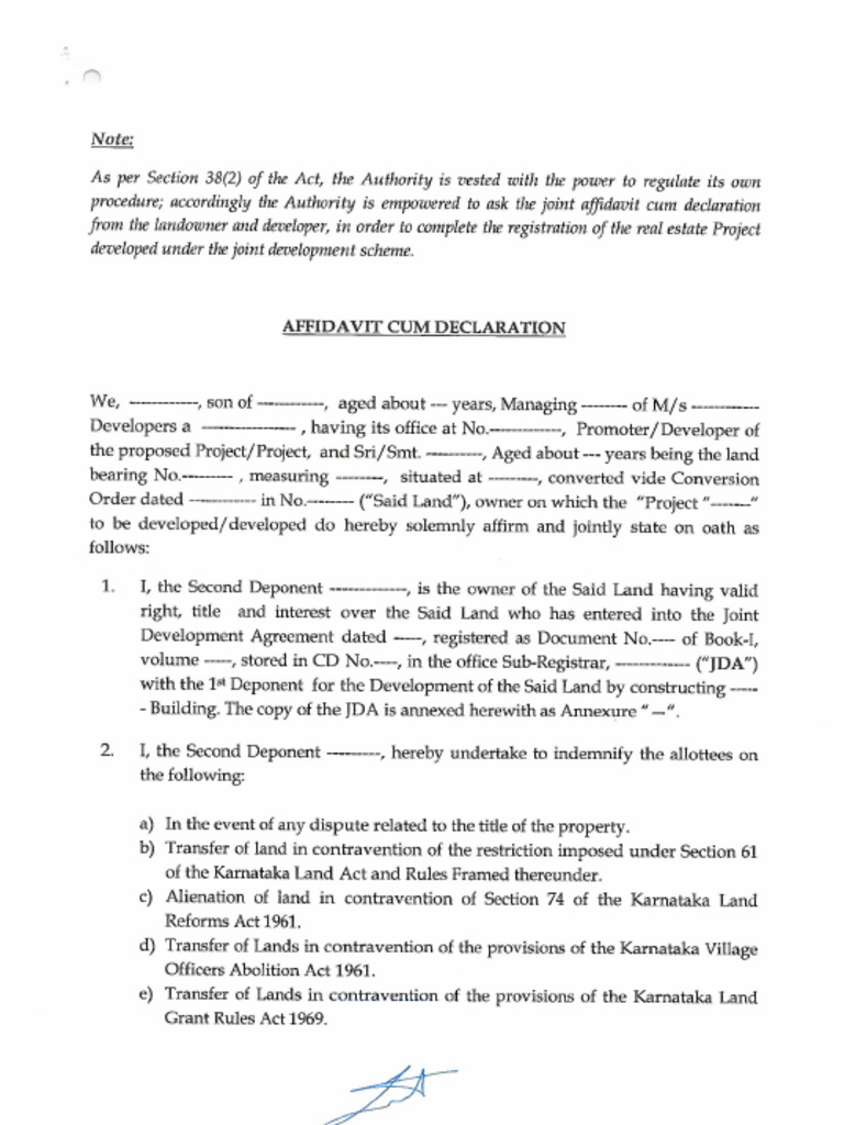 JD Affidavit Cum Declaration | PDF