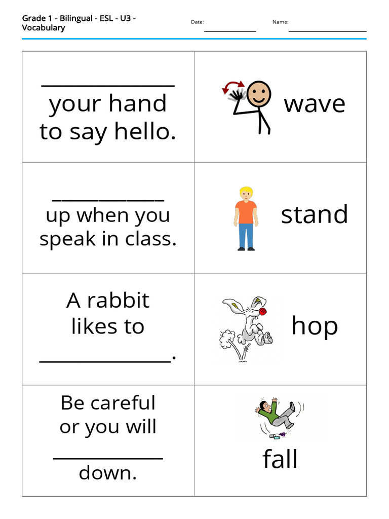 Grade 1 ESL Vocabulary Activities | PDF