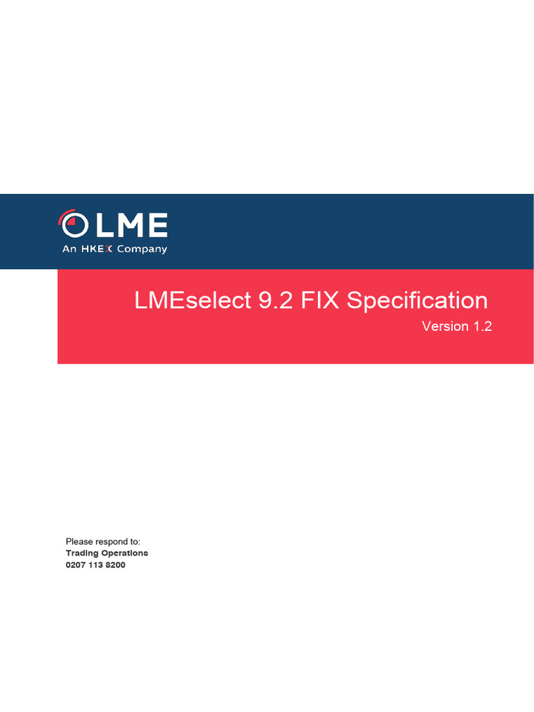 LMESelect 9.2 FIX Specification v1.2 | PDF | Password | Login
