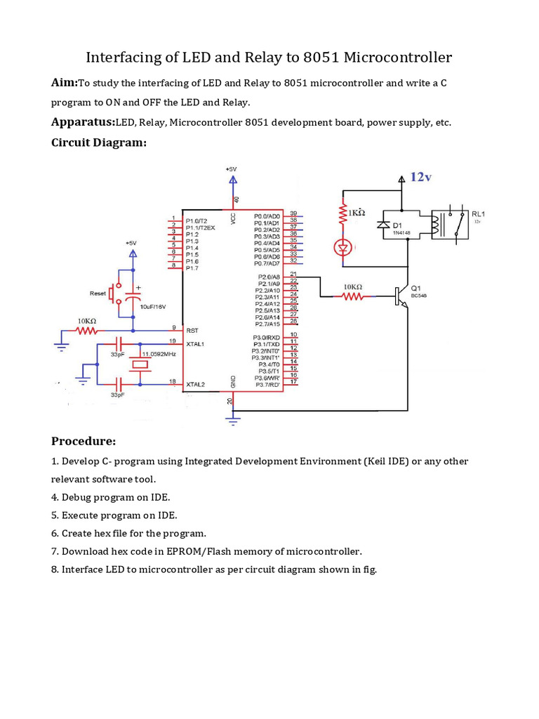 3.interfacing of LED and Relay To 8051 | PDF