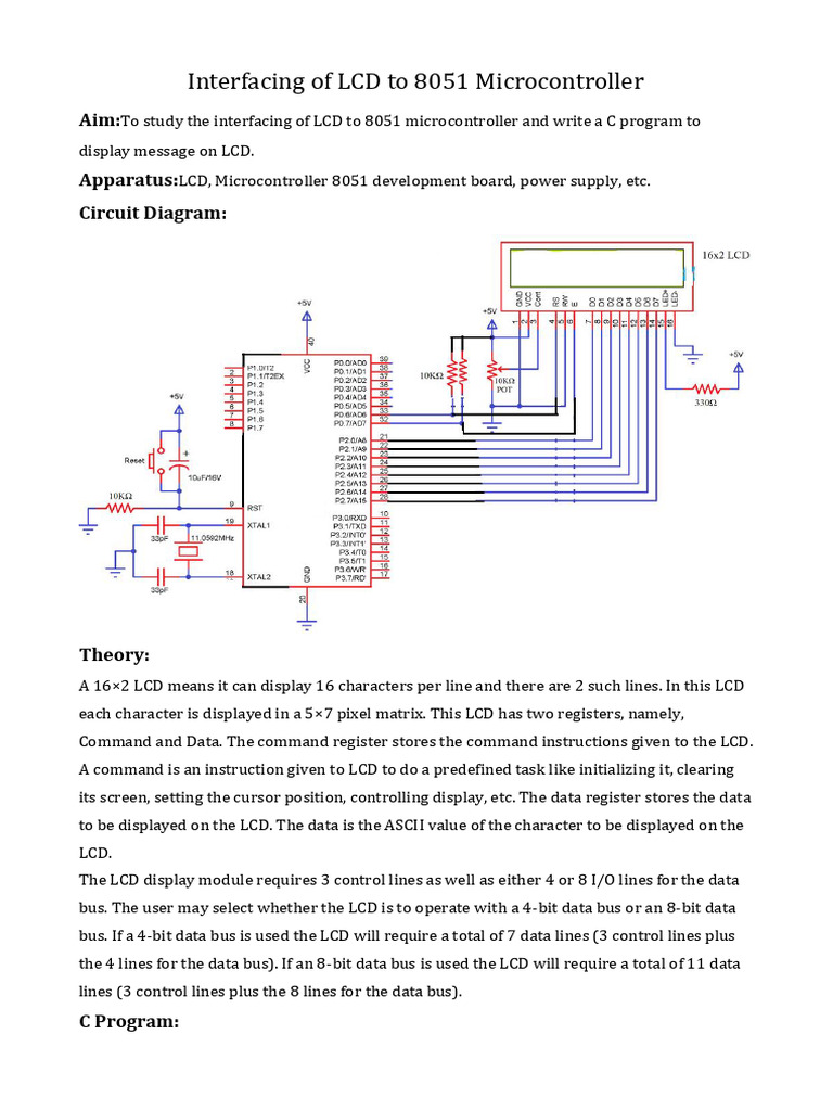 6.Interfacing of LCD to 8051 | PDF | Liquid Crystal Display | Computer Science