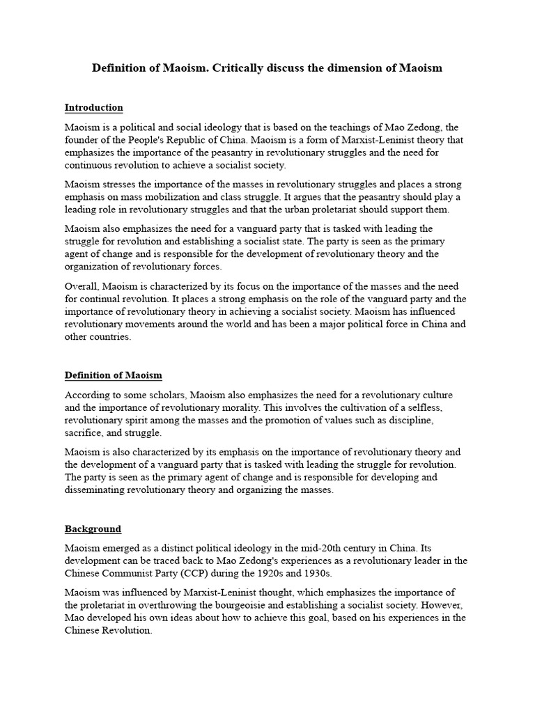 Understanding Maoism: Key Dimensions Explained | PDF | Maoism | Mao Zedong