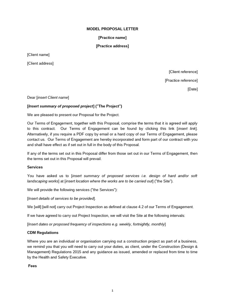 Model Proposal Letter - Clean | PDF | Payments | Cheque