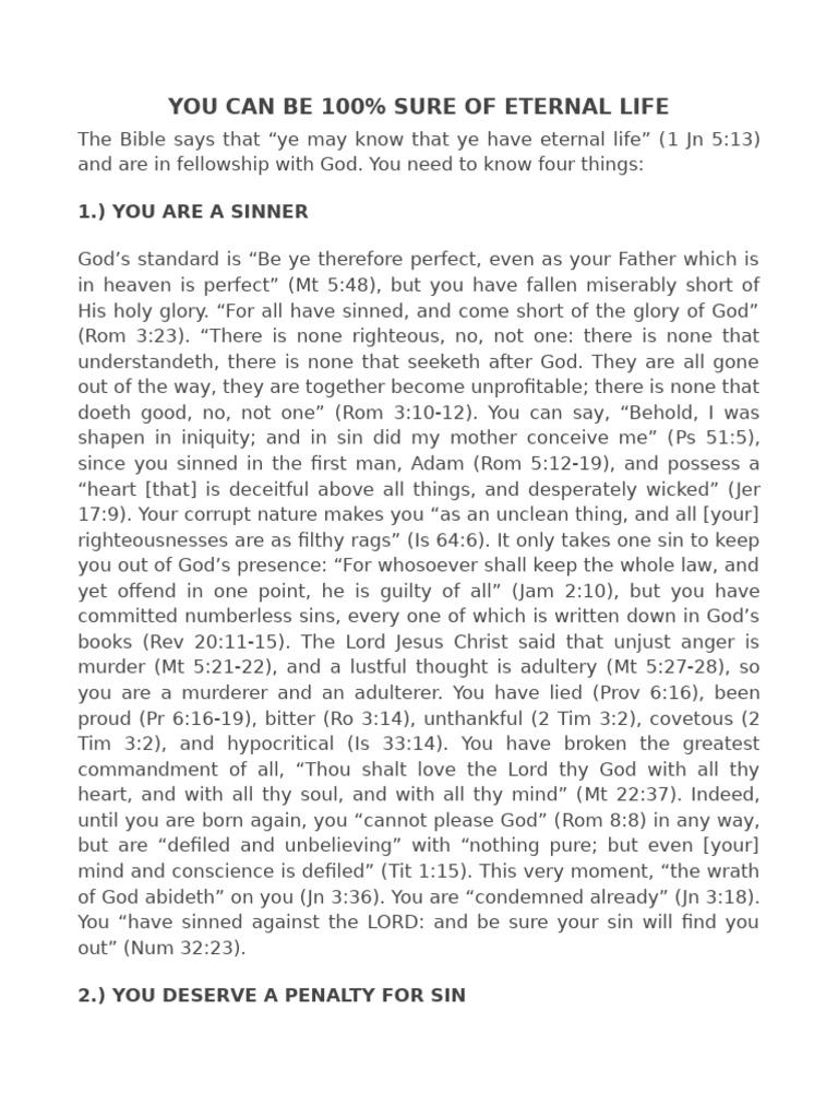 Assurance of Eternal Life Through Christ | PDF | Grace In Christianity ...