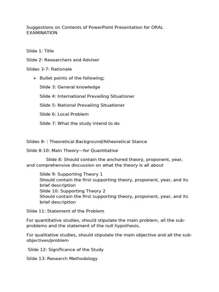 Suggestions On Contents of PowerPoint Presentation For PROPOSAL HEARING | PDF