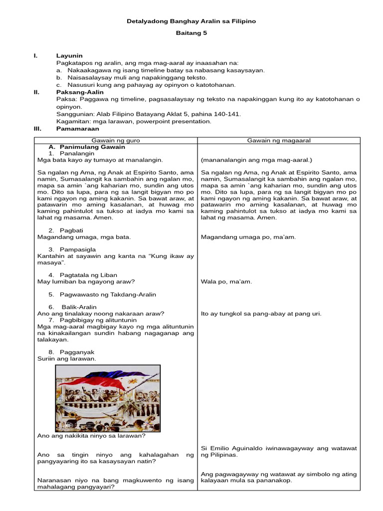 DLP FILIPINO 5 Paggawa NG Timeline Pagsasalaysay NG Teksto Na Napakinggan Kung Ito Ay ...