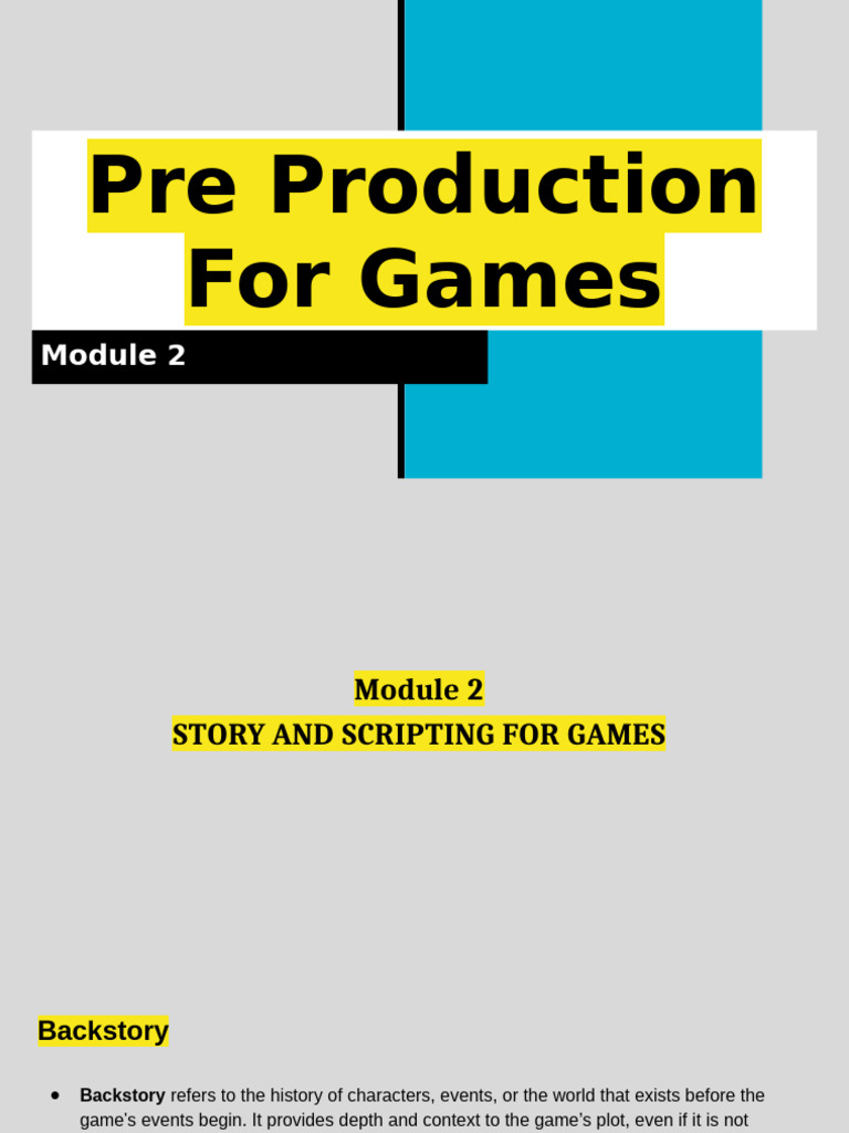 Preproduction for Games module 2 | PDF