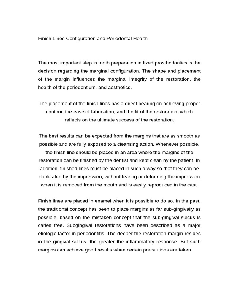 Finish Line Placement and Periodontal Impact | PDF | Periodontology ...