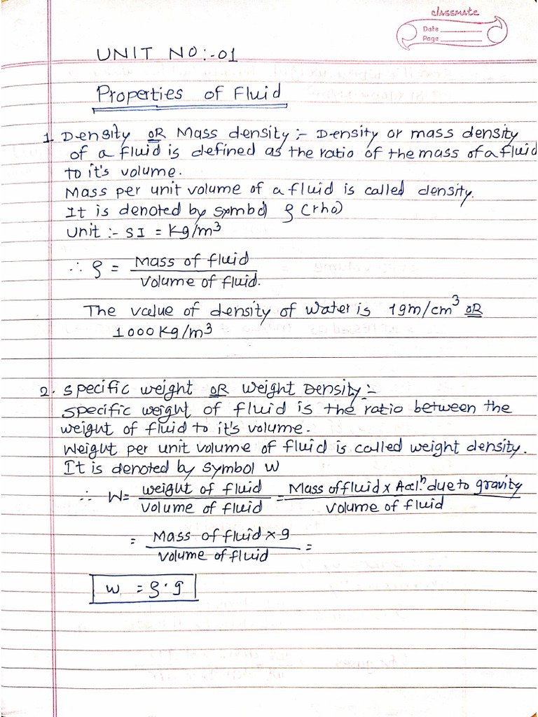 Properties of Fluid Notes | PDF