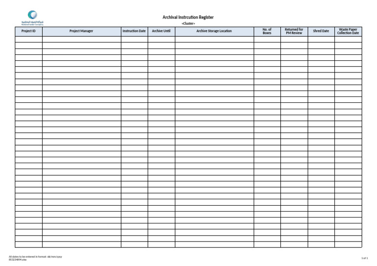 PMF-006-GOV-010 - 02 Archival Instruction Register | PDF
