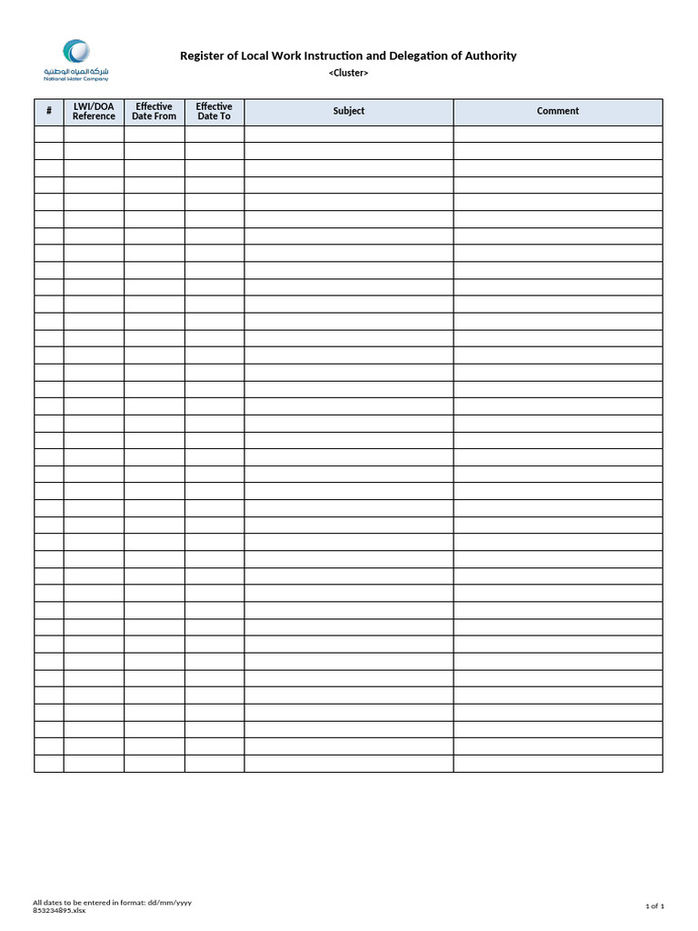 PMF-006-GOV-012 - 02 Register of Local Work Instruction and Delegation ...