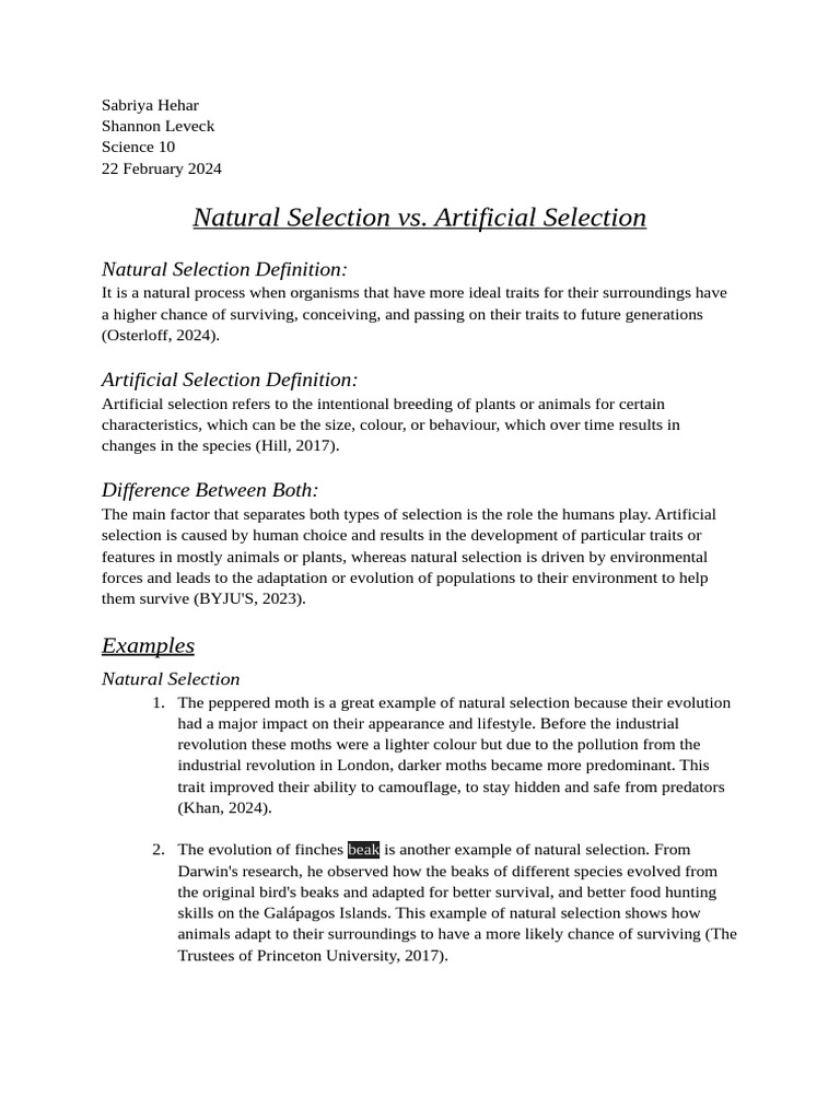 Natural vs. Artificial Selection | PDF | Natural Selection | Dog Breeds