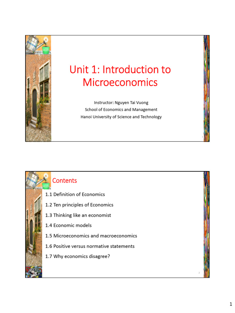 Unit 1 Introduction to Microeconomics | PDF | Economics | Inflation