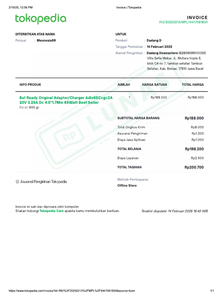 Invoice _ Tokopedia | PDF