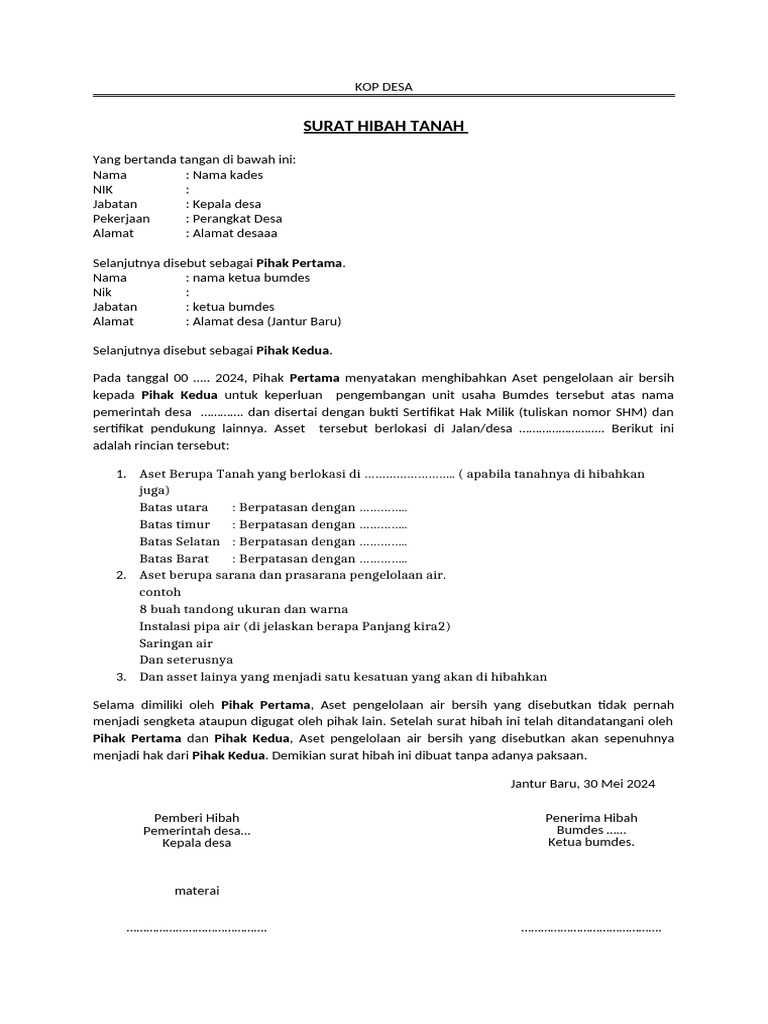 Contoh Surat Hibah | PDF