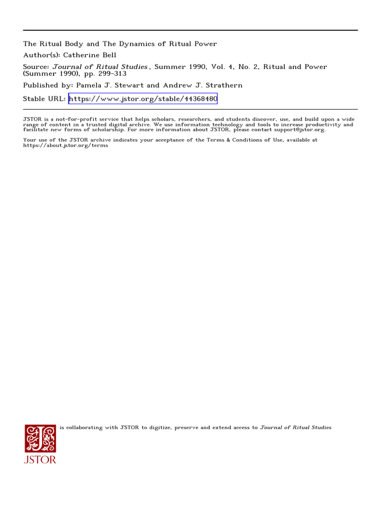 Bell - The Ritual Body and The Dynamics of Ritual Power | PDF | Rituals ...