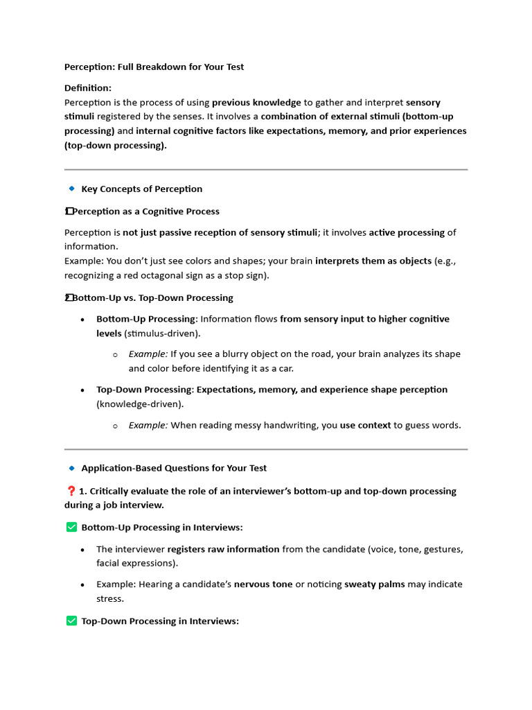 Unit1 Notes Cbn | PDF | Perception | Attention