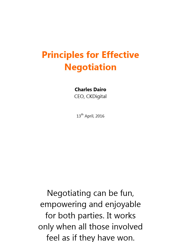 Principles For Effective Negotiation | PDF | Negotiation | Optimism