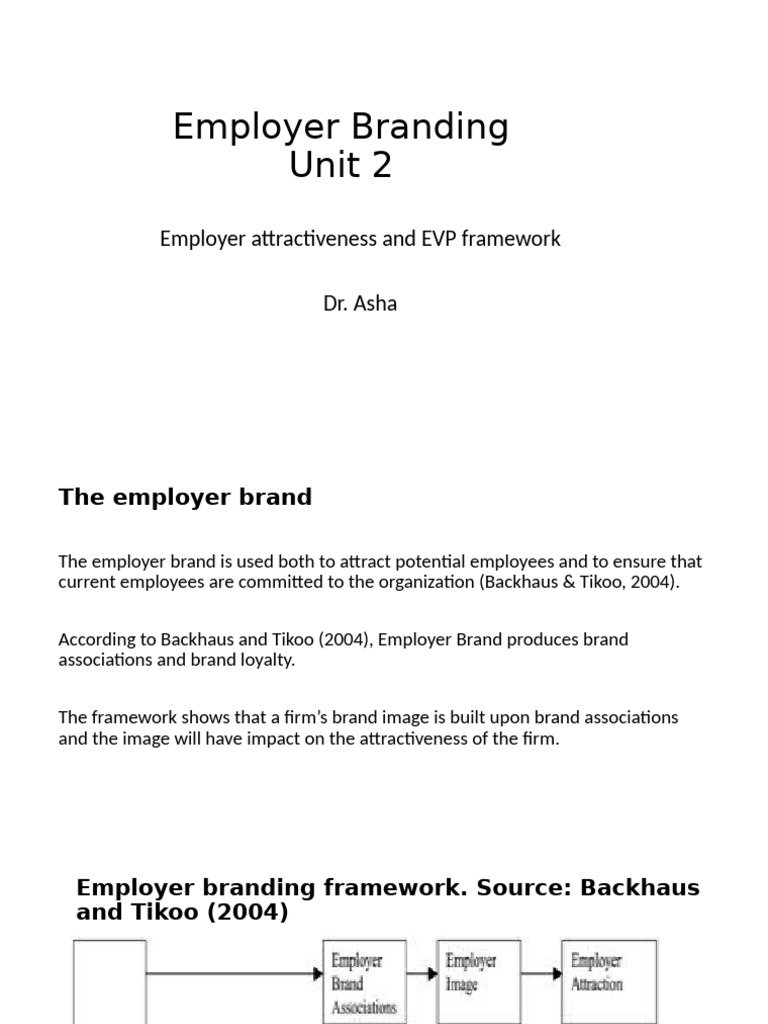 Unit 2 EB Framework and EVP | PDF | Brand | Employee Retention