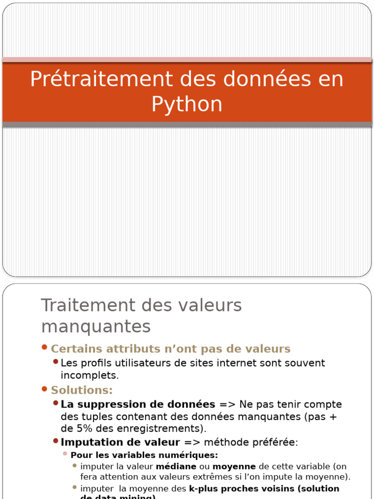 Prétraitement des données en Python | PDF | Donnée aberrante | Python (Langage de programmation)