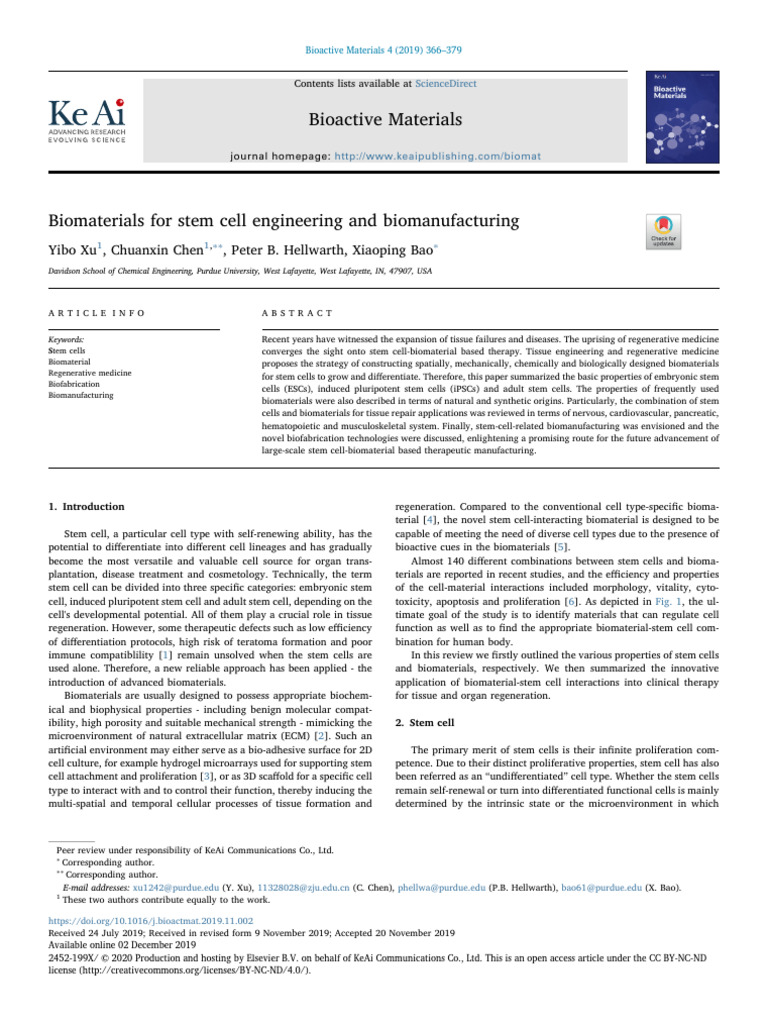 Biomaterials For Stem Cell Engineering and Biomanufacturing | PDF ...