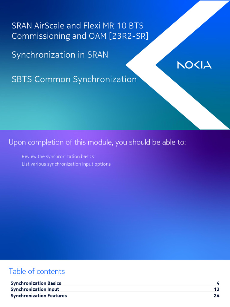 S04M01 SG RA23320-V-23R2 SBTS Common Synchronization Lhz5ions | PDF ...