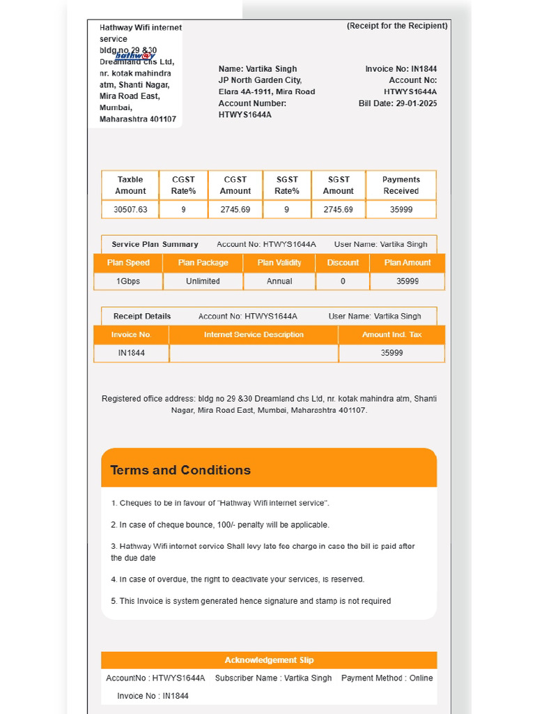 Internet Invoice | PDF
