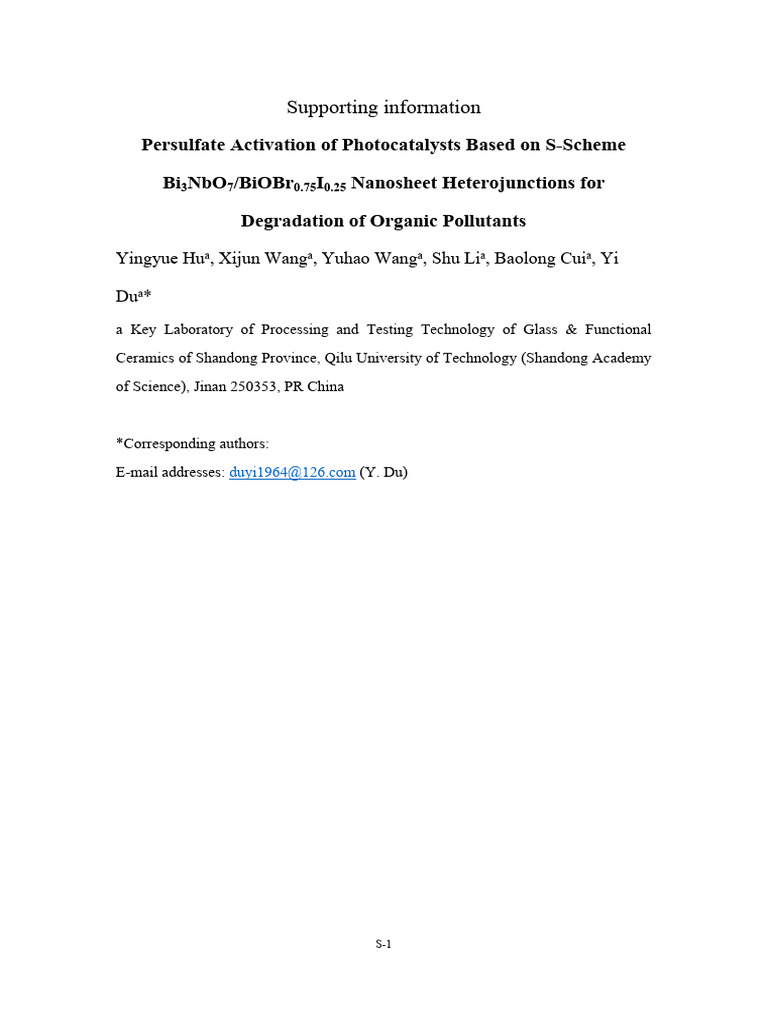 BB1 - Persulfate Activation of Photocatalysts Based On - 4tr | PDF | Spectroscopy | X Ray ...