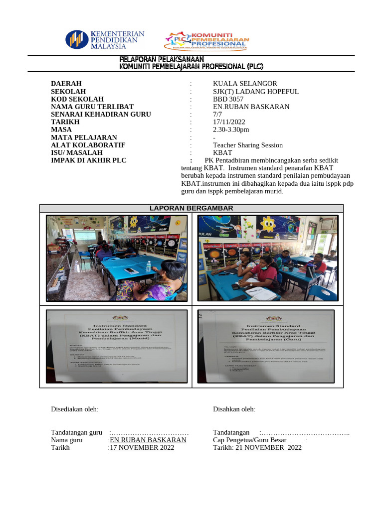 Pelaporan PLC kbat | PDF