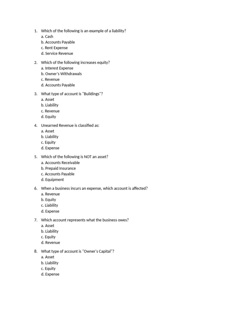 Accounting Basics: Quiz on Accounts and Classifications | PDF