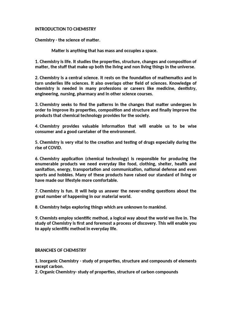 INTRODUCTION-TO-CHEMISTRY | PDF | Chemistry | Chemical Substances