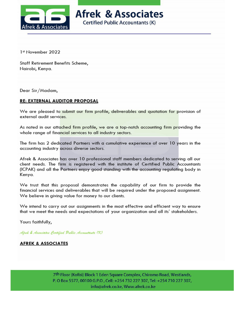 External Audit Proposal for SRBS | PDF | Audit | Accounting