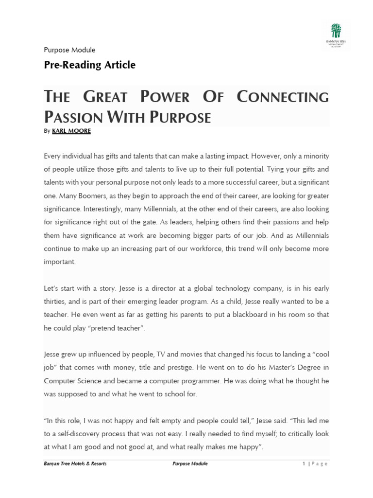 Purpose Module - The Great Power of Connecting Passion With Purpose ...